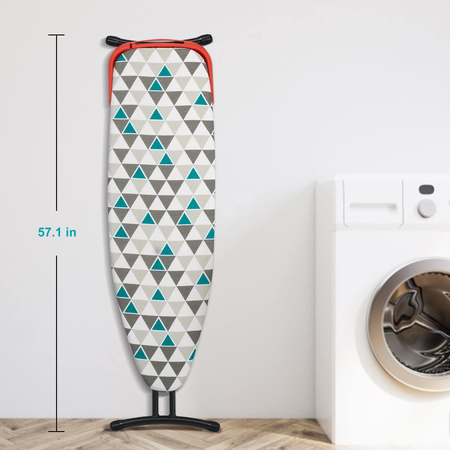 Duwee 15"×48" Ironing Board with Retractable Iron Rest,Ironing Board Full Size Heat-Resistant Cover with Thick Padding,Space Saving Iron Boards with Sturdy Legs,Adjustable Heights