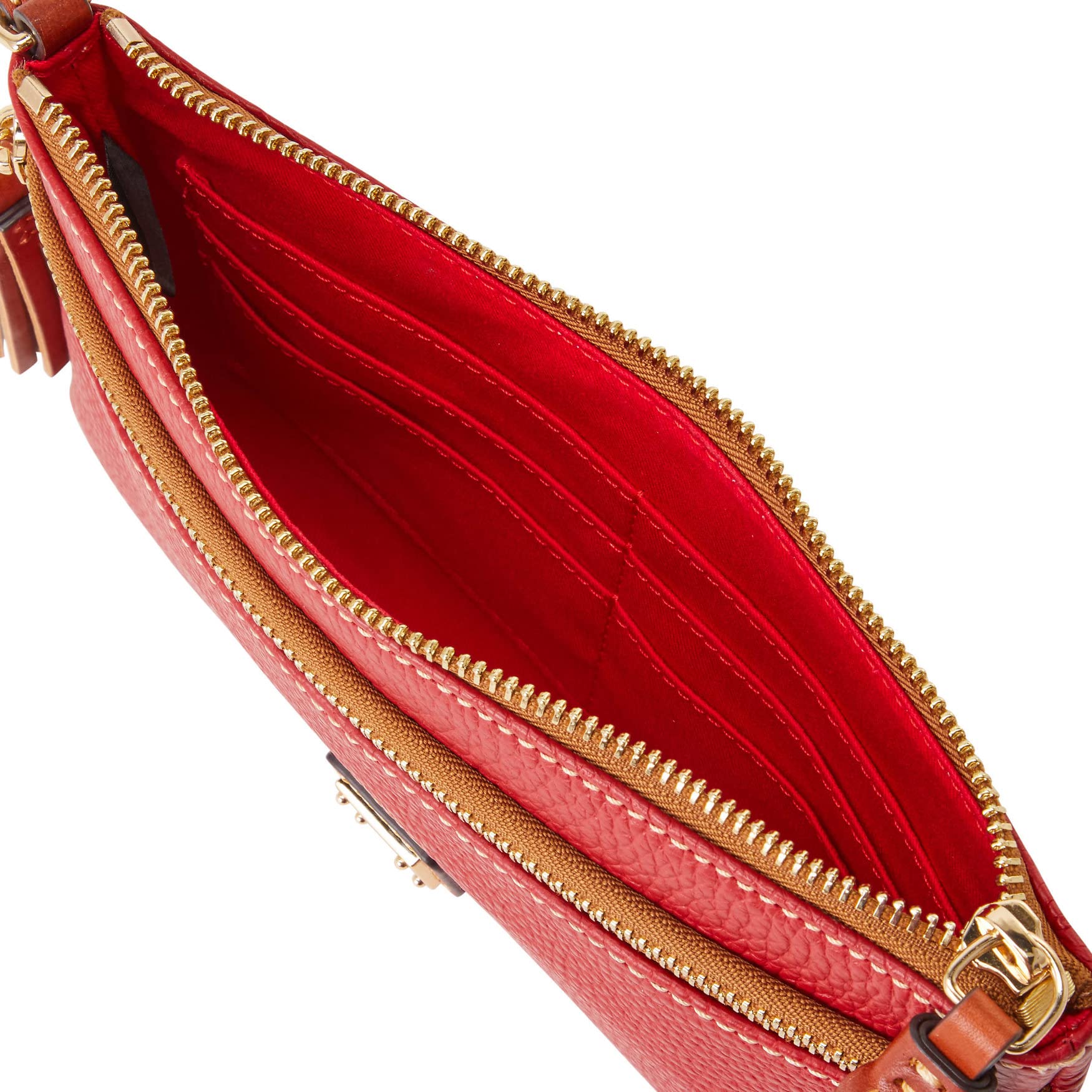 Dooney & Bourke Handbag, Pebble Grain Double Zip Wristlet - Red