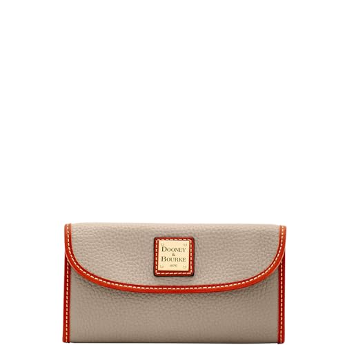 Dooney & Bourke Women's Continental Clutch in Pebble Grain Leather, Trifold Wallet with Multiple Card Holder, Taupe