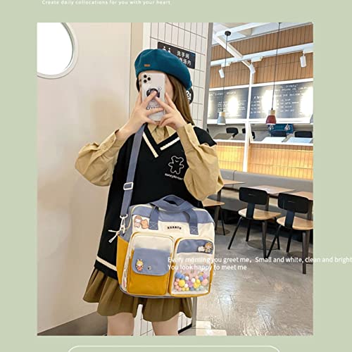 AZLNRMU Kawaii harajuku backpack crossbody bag with 3 pins bubbles teenage daypack gift for birthday Christmas (Yellow) General