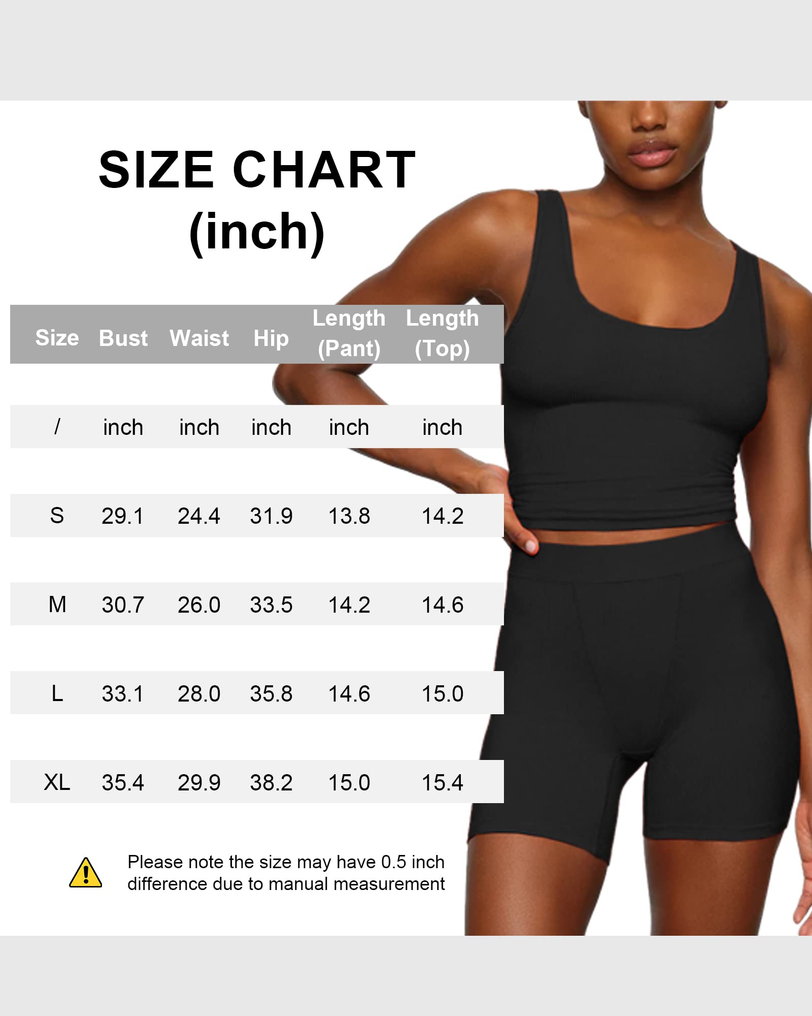 Ribbed 2 Piece Set for Women Sleeveless Crop Tank Top High Waist Shorts Casual Yoga Lounge Sets Black S