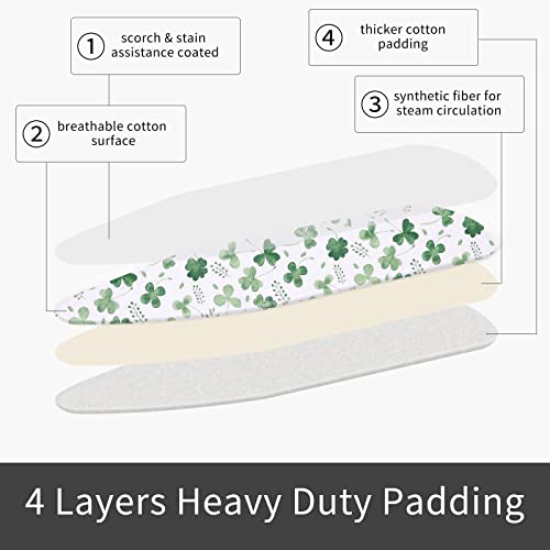 Ironing Board Cover and Pad, Heat Reflective & Stain Resistant Standard Full Size 15x54 Thick Padding Heavy Duty Iron Board Replacement Cover with Elastic Edge 4 Adjustable Fastener Straps