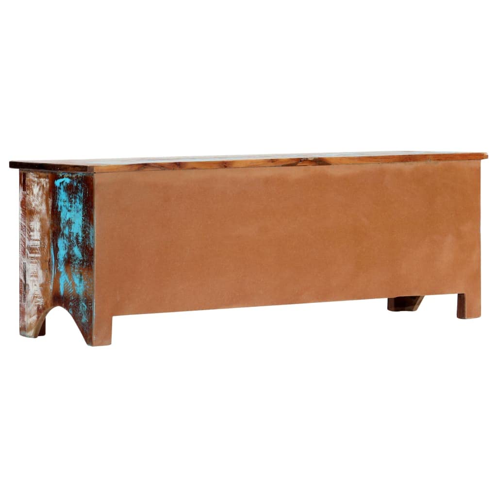 Vintage Industrial TV Stand with 2 Drawers Woodn Entertainment Centers Reclaimed Furniture Rustic Solid Wood Cabinet Retro Style TV Unit