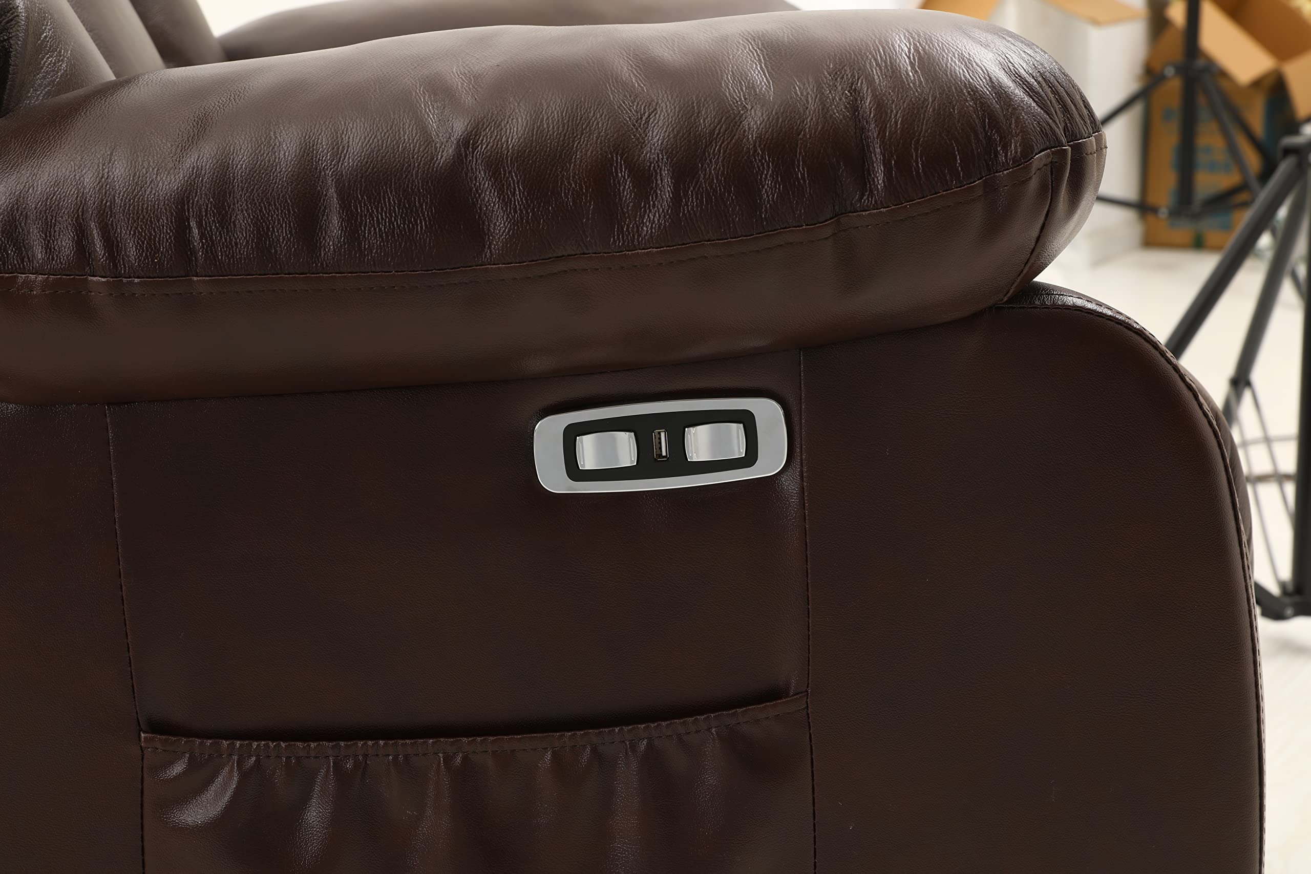 RISAR Double Motors Large Power Lift Recliner Chair with Massage and Heat for Elderly Assisted Standing Up, Breathable Leather, Easy to Assemble