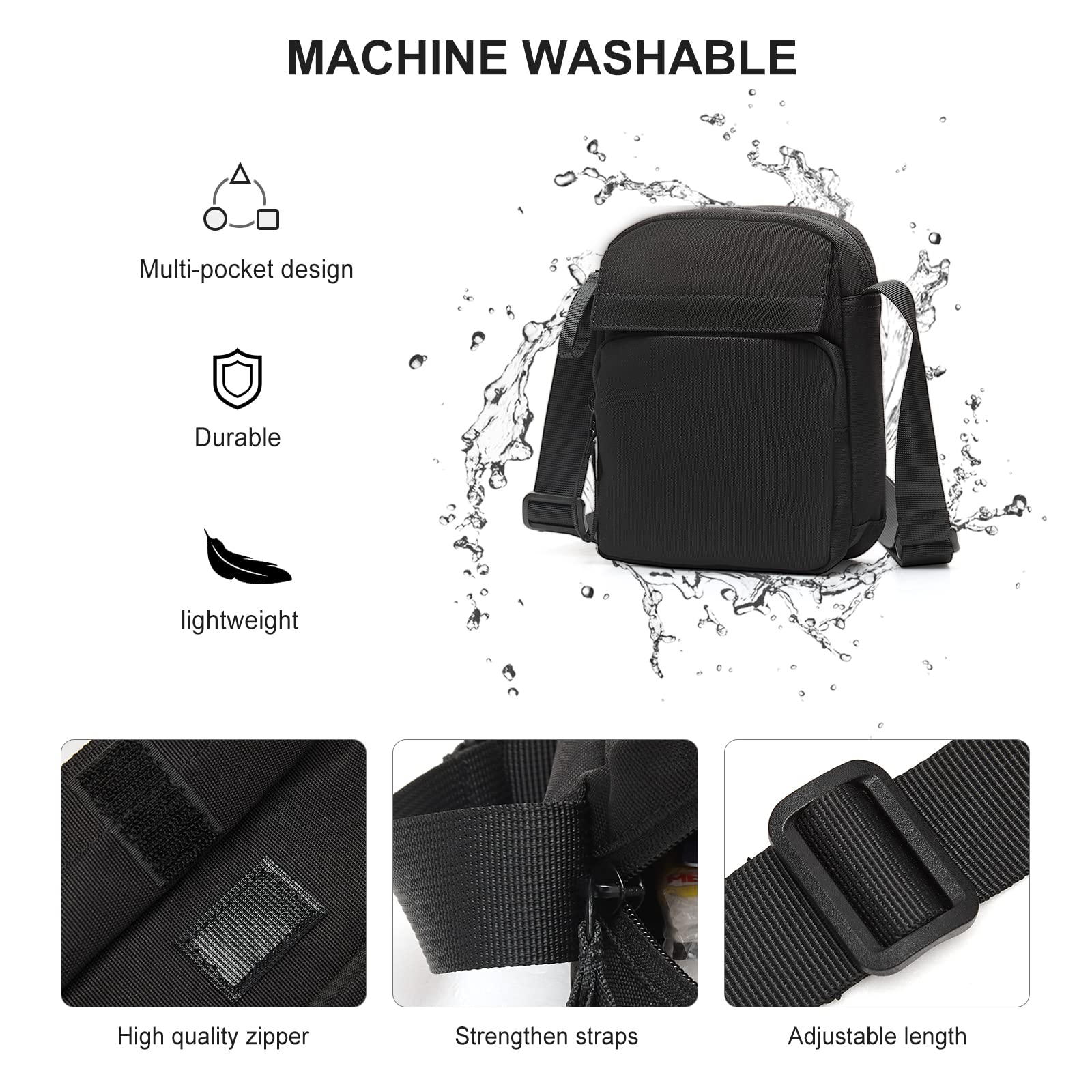 WEPLAN Crossbody Bag for Men, mini man purse,Travel Messenger Shoulder Bag for Men, Small Side Bags for Mens