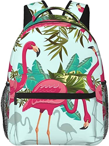 Tropical Palm Tree Flamingo Casual Backpack Printed Travel Daypack Laptop Backpack