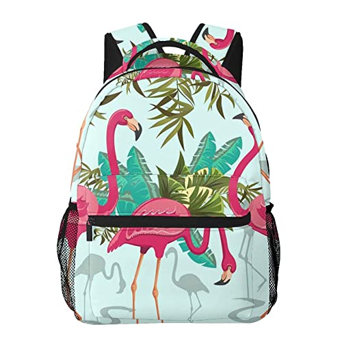 Tropical Palm Tree Flamingo Casual Backpack Printed Travel Daypack Laptop Backpack