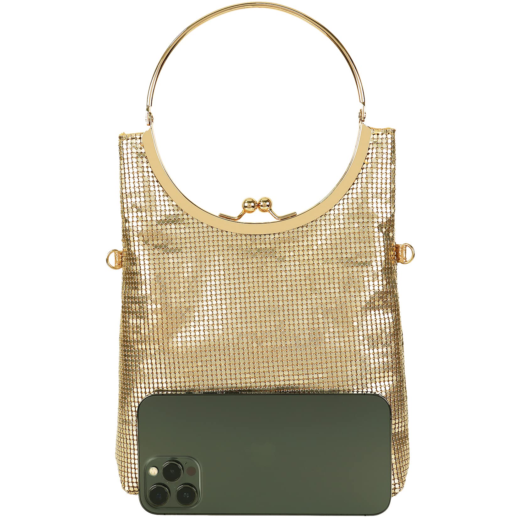 Venoline Clutch Purses for Women with Top Handle Mesh Circular Evening Sparkly Crossbody Handbag Party Prom Wedding Gold