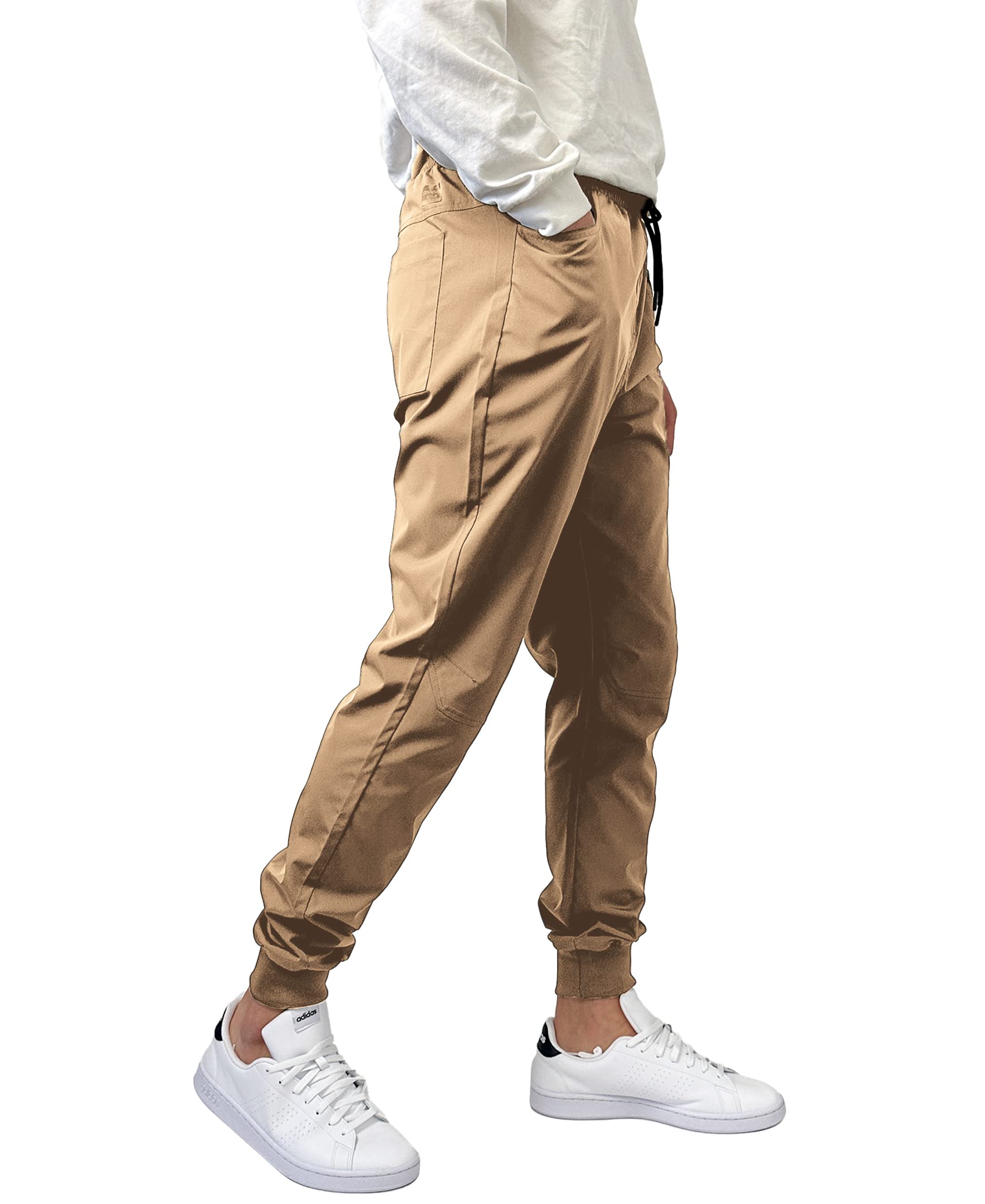 Southpole Men's Quick Dry Basic Nylon Jogger Pants, Lightweight, Water Resistant, Sand, Small