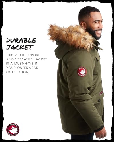CANADA WEATHER GEAR Men's Winter Coat - Heavyweight Teflon Canvas Parka Jacket (M-XXL), Size XX-Large, Olive Green
