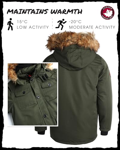 CANADA WEATHER GEAR Men's Winter Coat - Heavyweight Teflon Canvas Parka Jacket (M-XXL), Size XX-Large, Olive Green