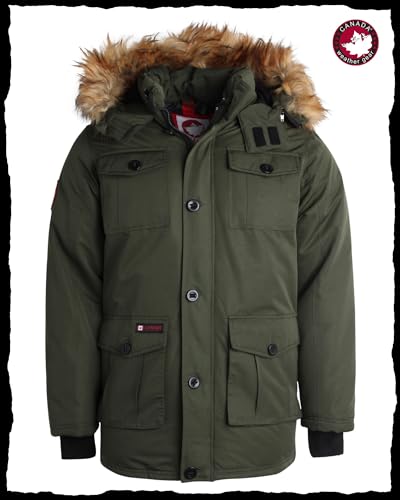CANADA WEATHER GEAR Men's Winter Coat - Heavyweight Teflon Canvas Parka Jacket (M-XXL), Size XX-Large, Olive Green