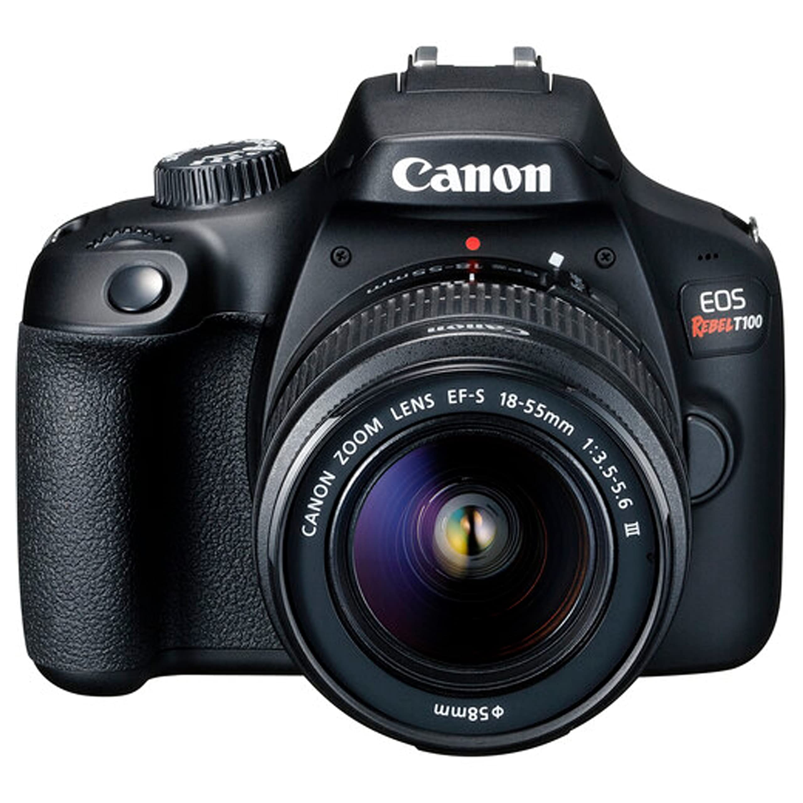 Canon EOS Rebel T100 DSLR Camera w/EF-S 18-55mm f/3.5-5.6 III Lens + 2X 64GB Memory + Case + Filters + Tripod + More (35pc Bundle)
