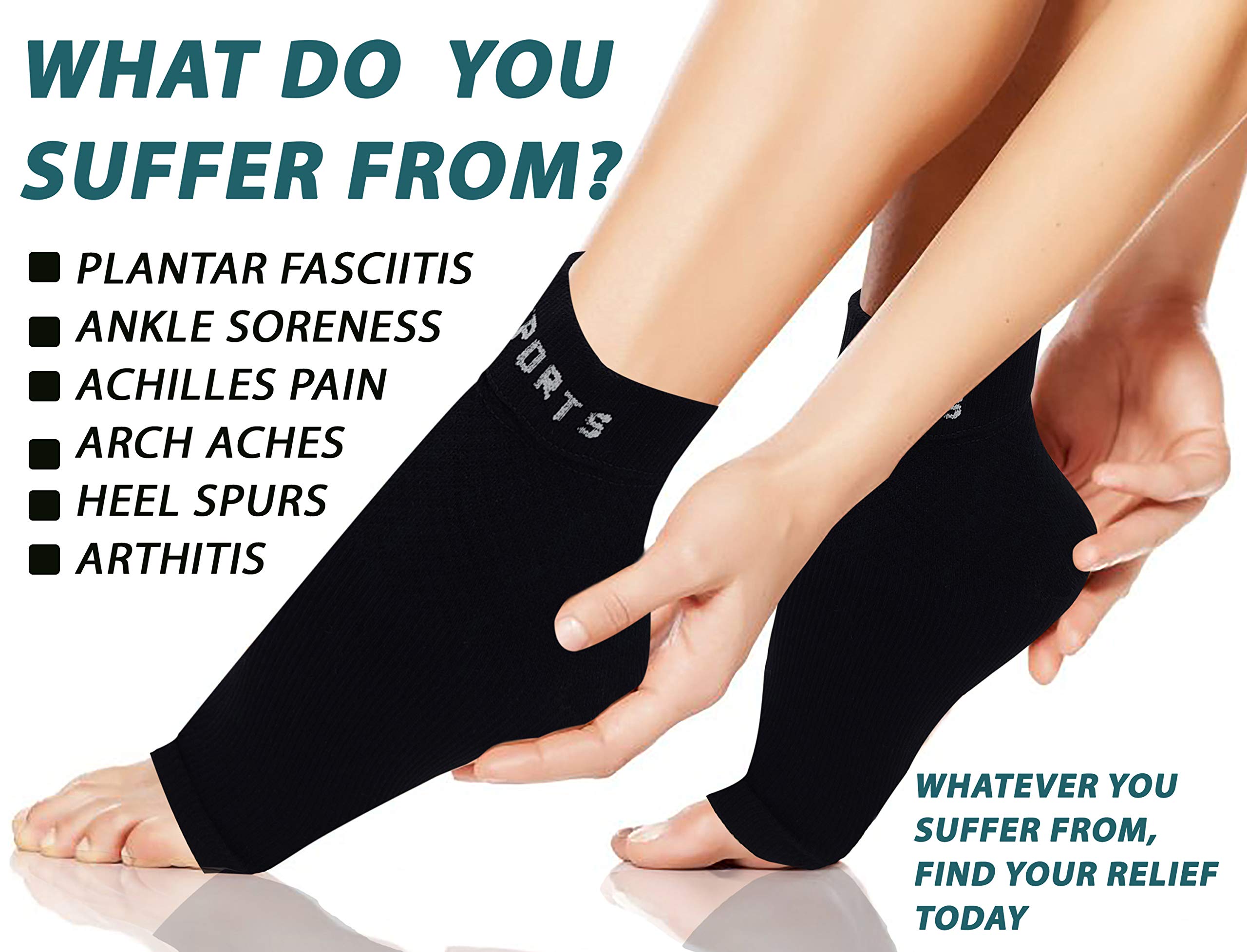 Different Touch 2 Pairs Plantar Fasciitis Pain Relief Socks, Neuropathy Socks, Ankle Compression Socks for Women Men (as1, alpha, s, m, regular, regular, Black)
