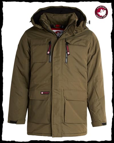 CANADA WEATHER GEAR Men's Winter Coat - Heavyweight Teflon Canvas Cargo Parka Jacket (M-XXL), Size X-Large, Olive Green
