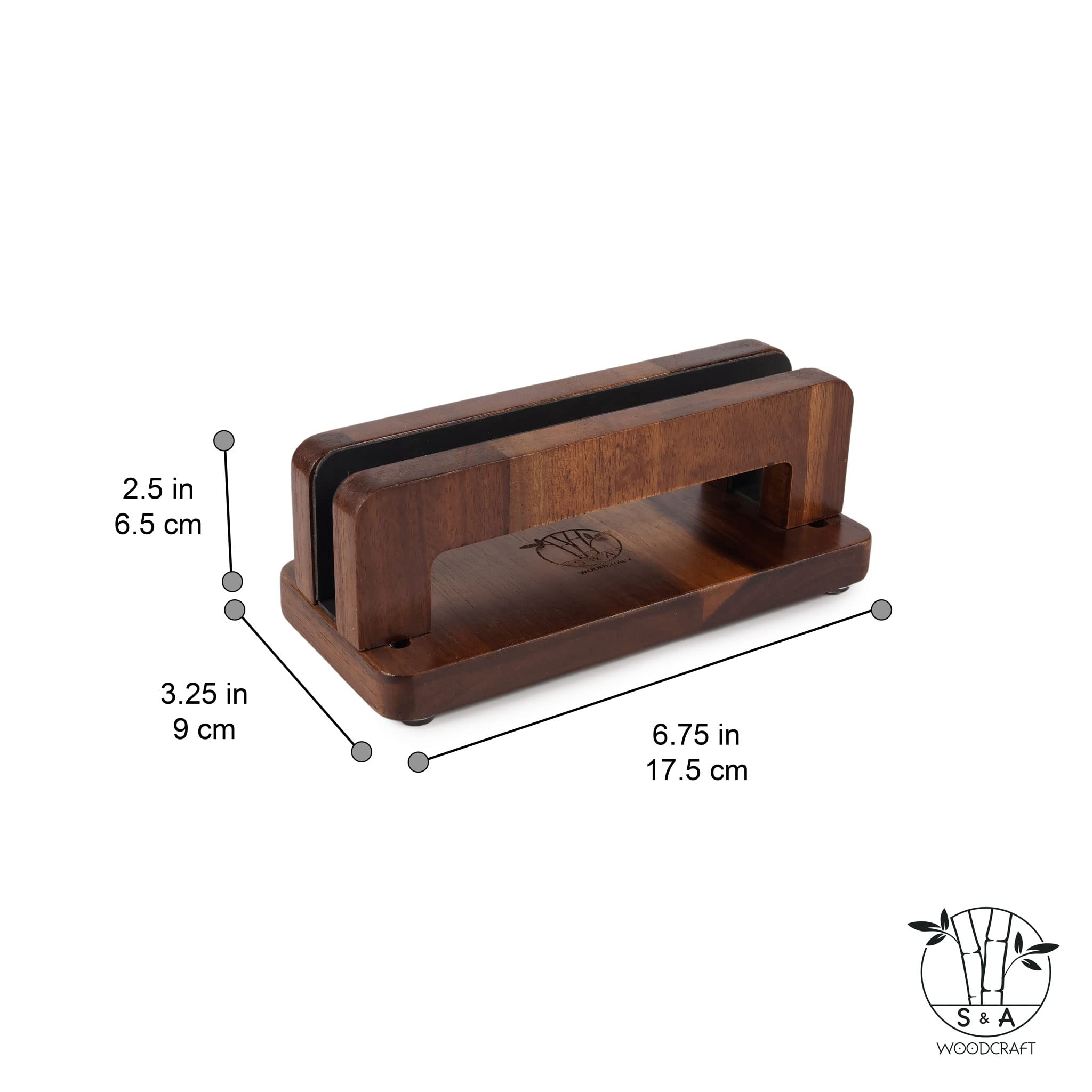 S&A WOODCRAFT Brown Acacia Wood Vertical Laptop Stand, Adjustable Wooden Laptop Holder, Non-Slip Laptop Dock Compatible with Apple MacBook, Microsoft Surface, Gaming Laptops, IPad, Tablets