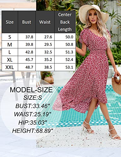 HALCYEEN Floral Printed Wrap Butterfly Sleeve V-Neck Summer Dresses Lace Up High Low Beach Party Midi Dress