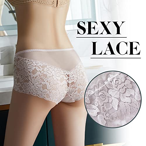 LORRZHI Underwear for Women Plus Size Womens Lace Underwear Sexy Seamless Brief Ladies Panties 5-Pack