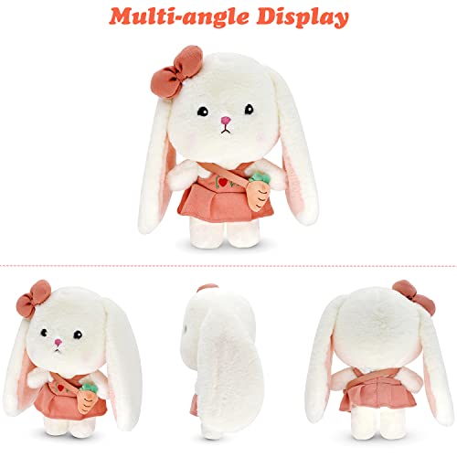 HWD 9.8'' Soft Plush Rabbit Dolls [ Clothes Detachable ], Stuffed Animals Toys, Gifts for Kids Birthday Christmas Day (Pink)