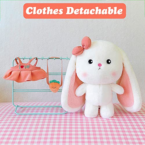 HWD 9.8'' Soft Plush Rabbit Dolls [ Clothes Detachable ], Stuffed Animals Toys, Gifts for Kids Birthday Christmas Day (Pink)