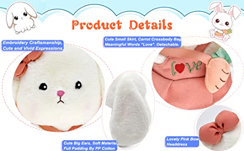 HWD 9.8'' Soft Plush Rabbit Dolls [ Clothes Detachable ], Stuffed Animals Toys, Gifts for Kids Birthday Christmas Day (Pink)