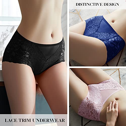 LORRZHI Underwear for Women Plus Size Womens Lace Underwear Sexy Seamless Brief Ladies Panties 5-Pack