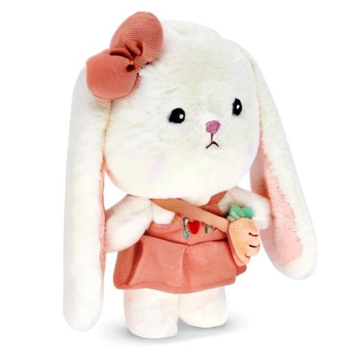 HWD 9.8'' Soft Plush Rabbit Dolls [ Clothes Detachable ], Stuffed Animals Toys, Gifts for Kids Birthday Christmas Day (Pink)
