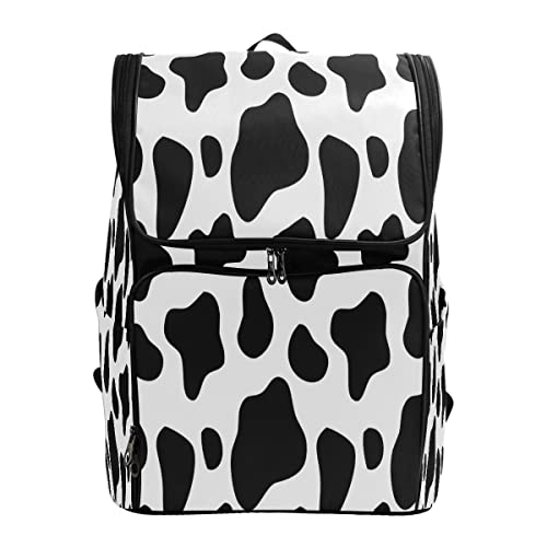 School Backpack Black and White Cow Print Travel Bag College Backpack Notebook Computer Backpack For Girls Boys Teen Adults