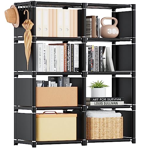 Mavivegue 8 Cube Book Shelf Organizer - Tall Black Cube Shelf with Cubbies for Bedroom, Living Room, Office