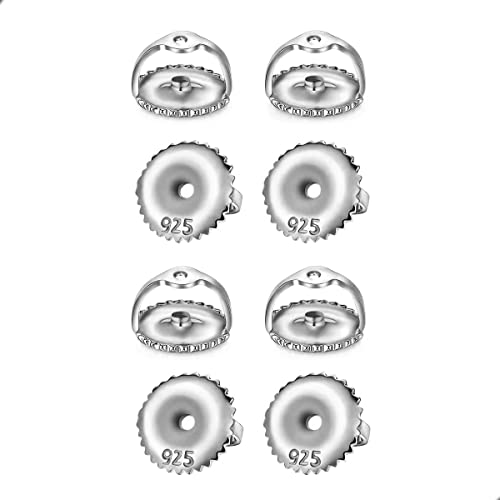 18K White Gold Screw Backs Replacement for Earring Studs - Fit for 0.032" Threaded Post (4 Pairs)