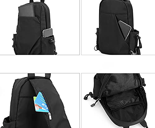 SISLNI Sling Bag Crossbody Backpack Travel Slim Shoulder Sling Backpack Chest Bag Lightweight Small Black Sling Crossbody Backpack Shoulder Bag for Men Women