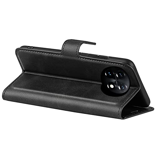 Kezaizhe Flip Case for OnePlus 11 Wallet PU Leather Magnetic Protective Cellphone Case for One Plus 11 Folio Book Cover with Stand (Black)