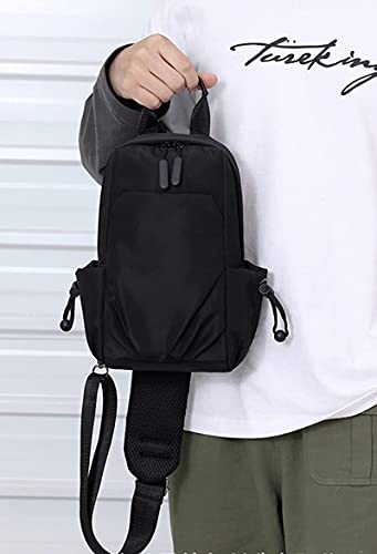 SISLNI Sling Bag Crossbody Backpack Travel Slim Shoulder Sling Backpack Chest Bag Lightweight Small Black Sling Crossbody Backpack Shoulder Bag for Men Women
