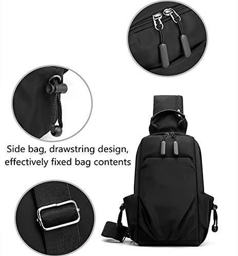 SISLNI Sling Bag Crossbody Backpack Travel Slim Shoulder Sling Backpack Chest Bag Lightweight Small Black Sling Crossbody Backpack Shoulder Bag for Men Women