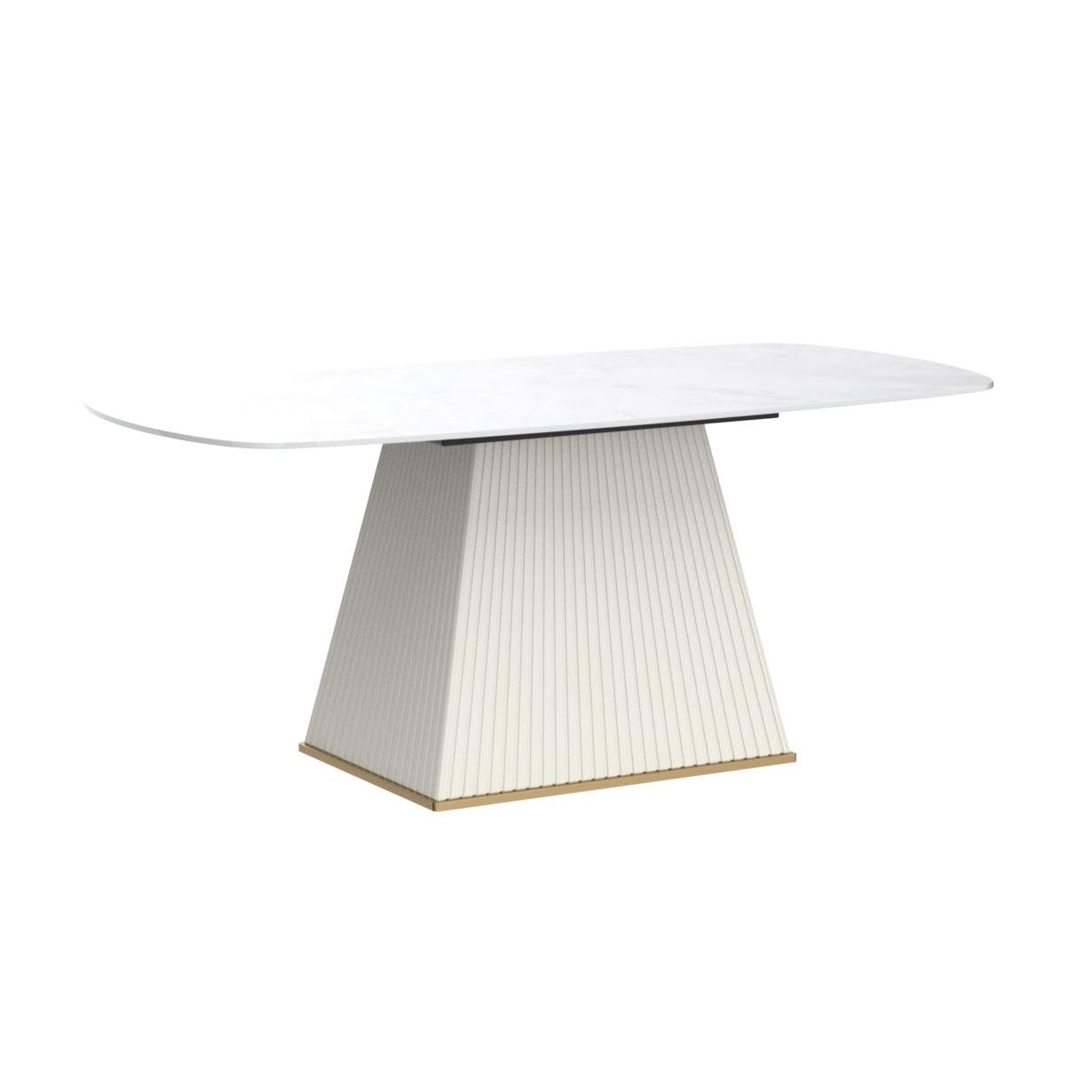 71" Modern Dining Table for 6, Kitchen & Dining Room Table, Sintered Stone Tabletop and Solid Wood Frame & PU Leather Wrapped Marble Dining Table