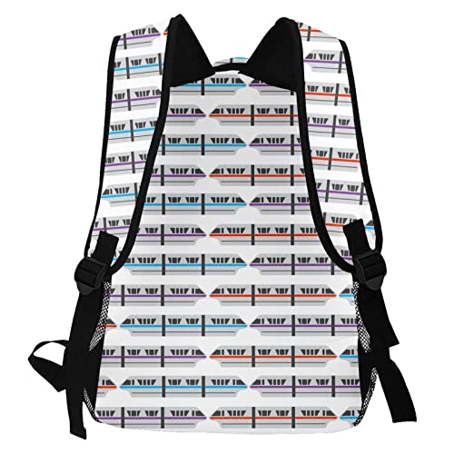 Monorail Train Print Backpack For School Lightweight Casual Daypack Travel Laptop Backpack Gifts For Men Women