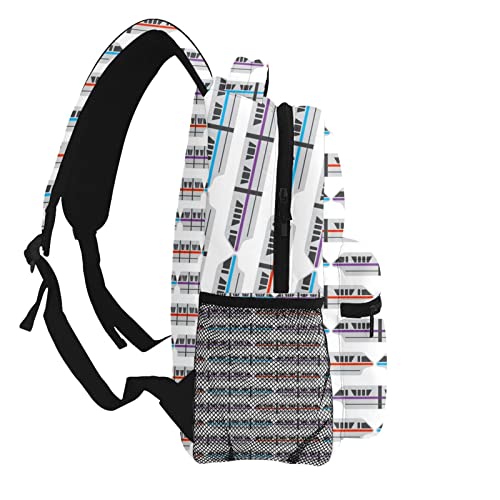 Monorail Train Print Backpack For School Lightweight Casual Daypack Travel Laptop Backpack Gifts For Men Women