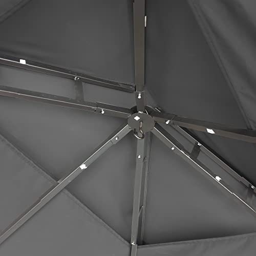 Outdoor Grill Gazebo - Patio Canopy Tent - Shelter Tent with Double Tier Soft Top - Steel Frame Barbecue Canopy with Hook and Bar Counters - 10 Pegs and 1 Bottle Opener - 8 x 5 Ft - Grey