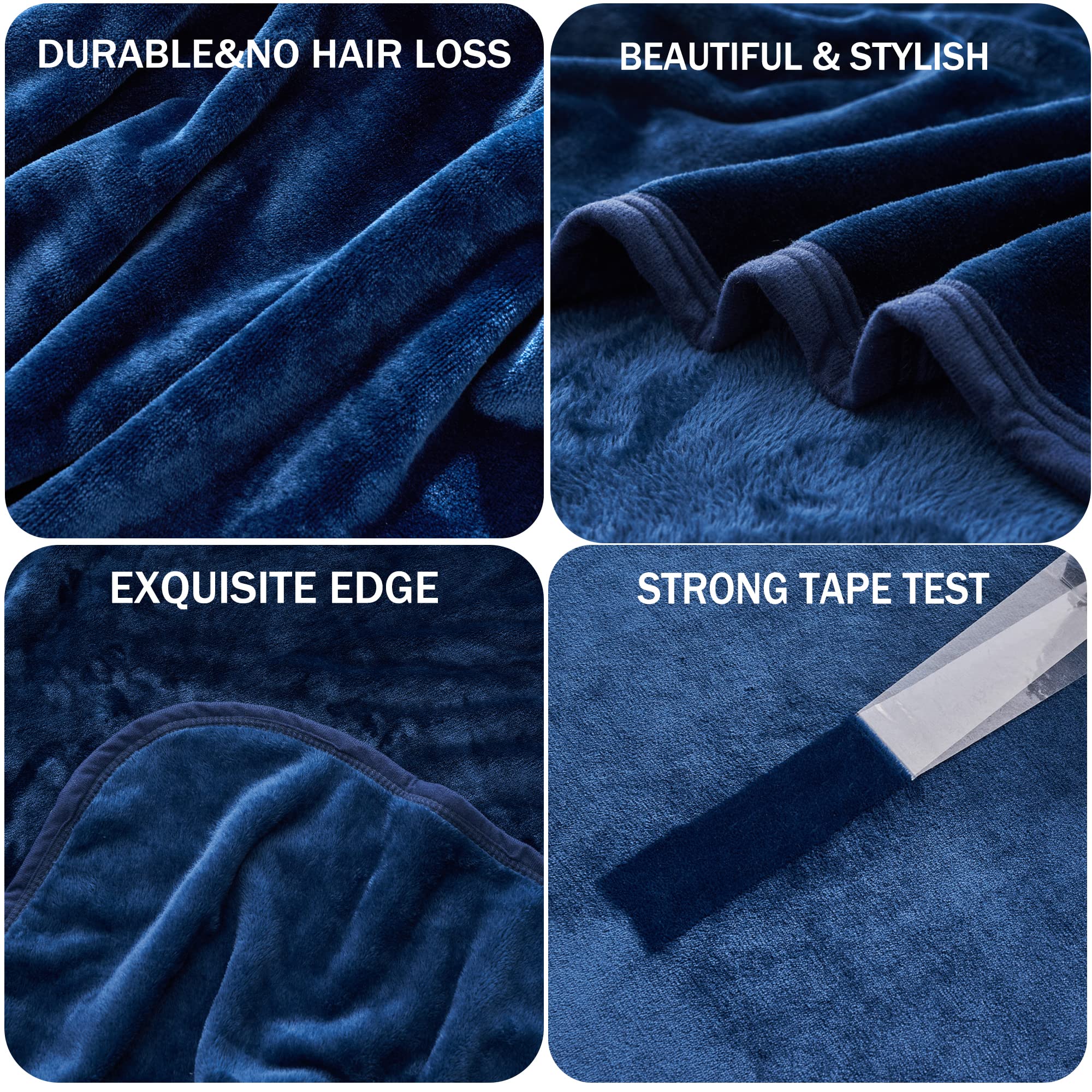 ELNIDO QUEEN Fleece Throw Blanket for Couch Navy Blue - 330GSM Lightweight Fuzzy Cozy Soft and Cooling Blankets for Sofa, Bed, 50x60 inches