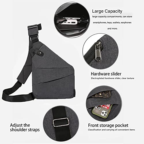 LELEBEAR Personal Flex Bag for Women, Left/Right Shoulder Crossbody Ultra Thin Multi-pocket Anti-thief Bag Men (Purple, Left)