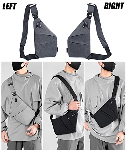 LELEBEAR Personal Flex Bag for Women, Left/Right Shoulder Crossbody Ultra Thin Multi-pocket Anti-thief Bag Men (Purple, Left)