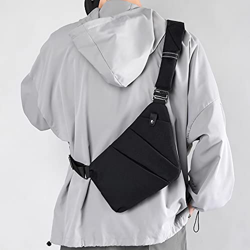 LELEBEAR Personal Flex Bag for Women, Left/Right Shoulder Crossbody Ultra Thin Multi-pocket Anti-thief Bag Men (Purple, Left)
