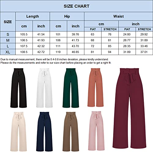 Viatabuna Wide Leg Pants for Women High Waisted Business Casual Pants Work Suit Pants Loose with Pockets and Belt Brick Red