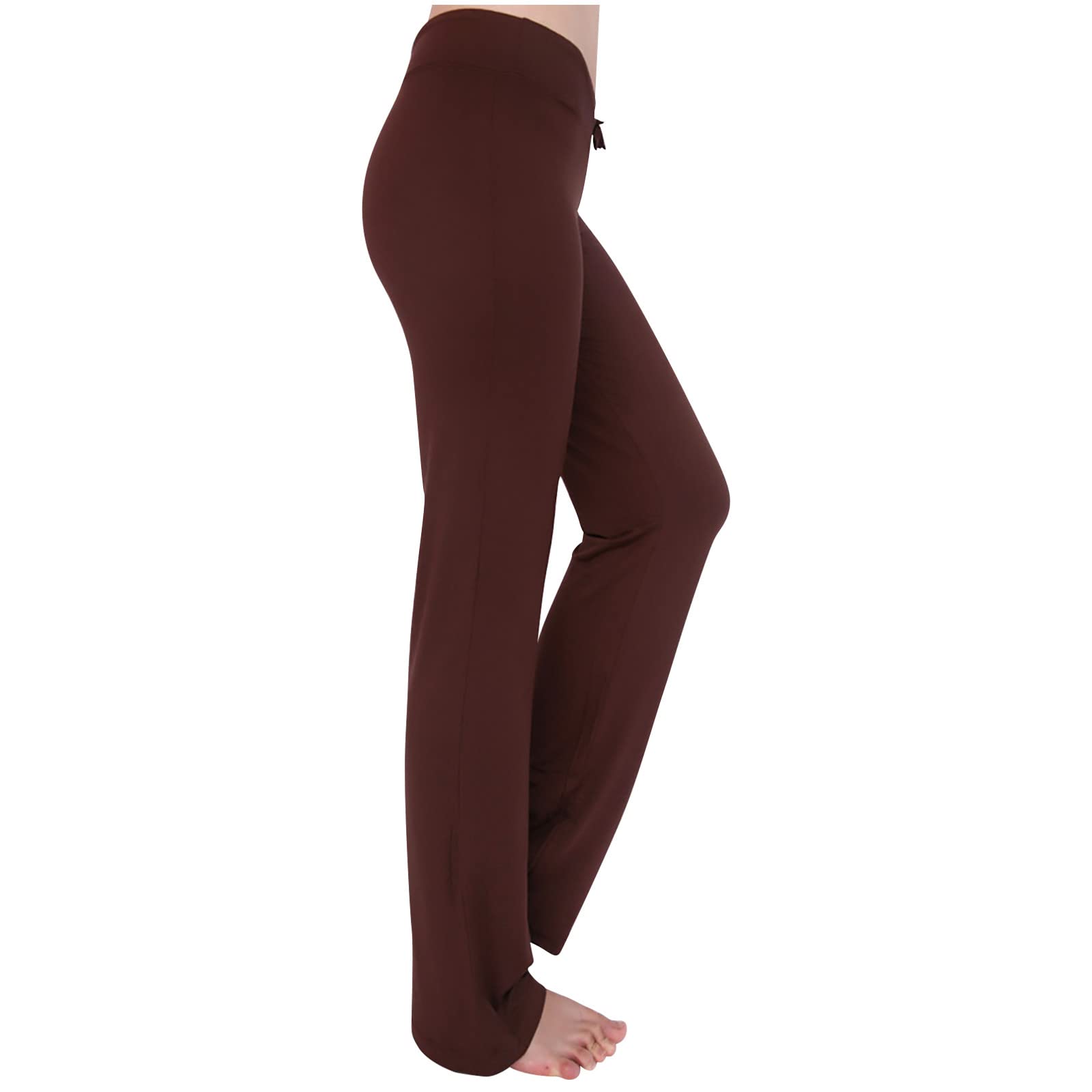 Ceboyel Womens Wide Leg Yoga Pants Drawstring Lounge Flare Workout Sweatpants Straight-Leg Loose Bell Bottom Dress Pants 2023 Brown