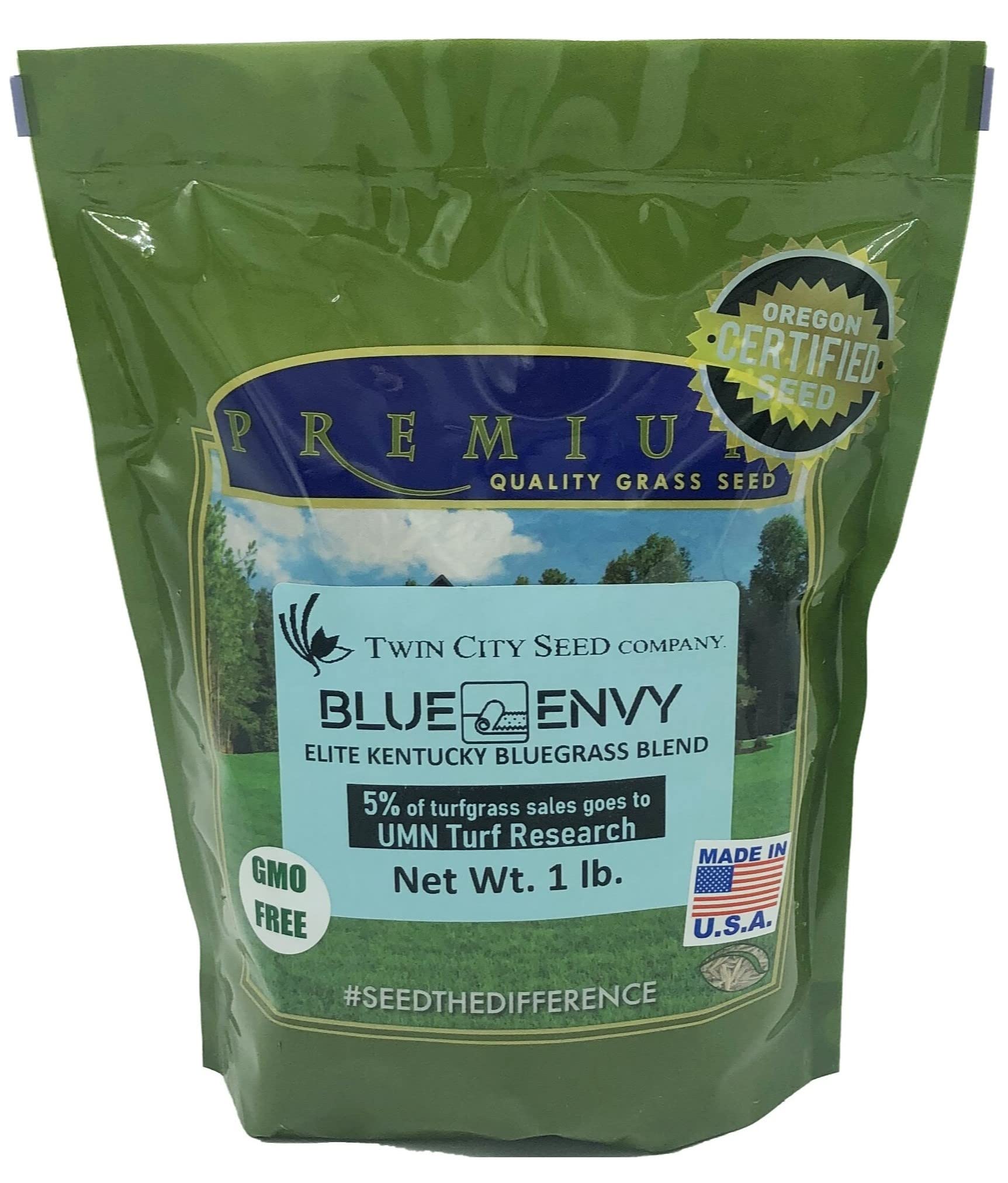 Twin City Seed Co. Blue Envy, Kentucky Bluegrass Blend, 1 lb Bag
