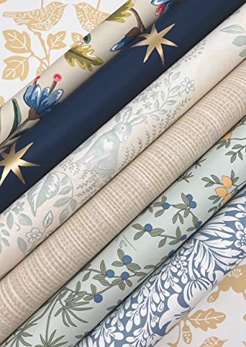 Erin & Ben Co. PSW1451RL Navy and Metallic Gold Star Splendor Premium Peel and Stick Wallpaper Blue