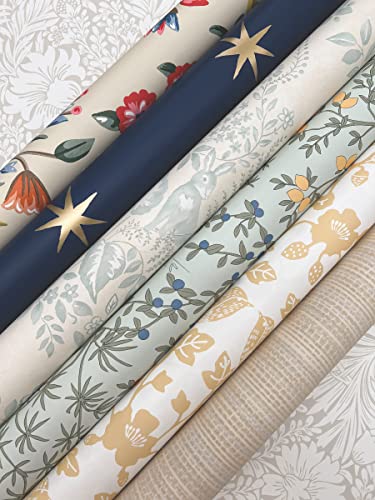Erin & Ben Co. PSW1451RL Navy and Metallic Gold Star Splendor Premium Peel and Stick Wallpaper Blue