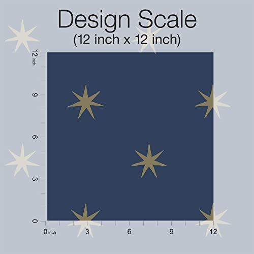 Erin & Ben Co. PSW1451RL Navy and Metallic Gold Star Splendor Premium Peel and Stick Wallpaper Blue