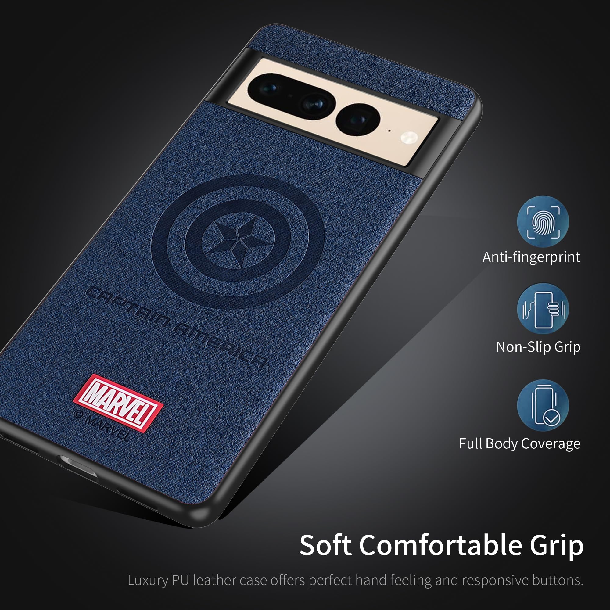 IRON SPIDER Case for Google Pixel 6, with Superhero Character Compatible Pixel 6 Leather Case (Blue)