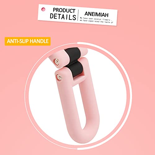 ANEIMIAH 1x 5X Magnifying Travel Hand Held Vanity Mirror,Compact Double Side Folding Magnification Hand Mirror for Women with 360°Rotating Handle Table Desk Small Round Make up Mirrors Pink